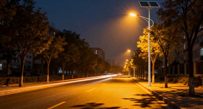 How is the color temperature of street lights selected?